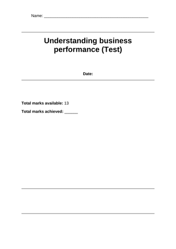 GCSE Business Edexcel - 2.4.2 Understanding business performance ...