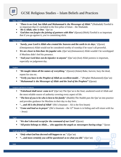 AQA GCSE Islam Scripture Bank | Teaching Resources AQA GCSE Islam Scripture Bank | Teaching Resources