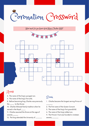 The King's Coronation Crossword Quiz Game. Fun Royal Family Activity ...