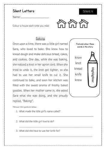 English Phonics-Silent Letters Reading Comprehension Pack | Teaching ...