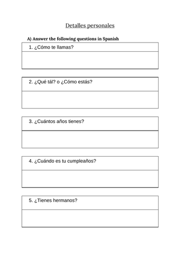 Spanish All About Me Speaking Test | Teaching Resources