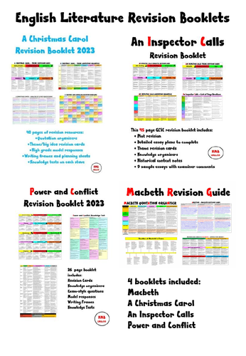 7 GCSE literature revision booklets 2023 | Teaching Resources