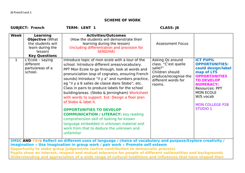 KS3 Y5 & Y6 French scheme of work | Teaching Resources