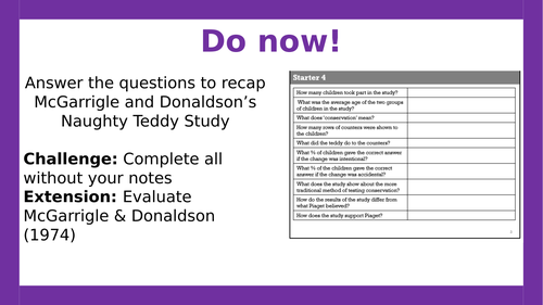 AQA GCSE Psychology: Policeman Doll Study. (Lesson 5 of Development ...
