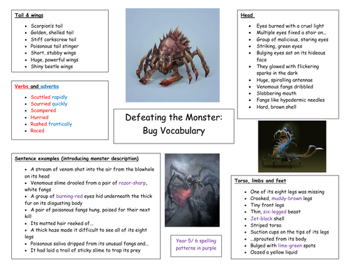 KS2 Monster Description Word Mats | Teaching Resources
