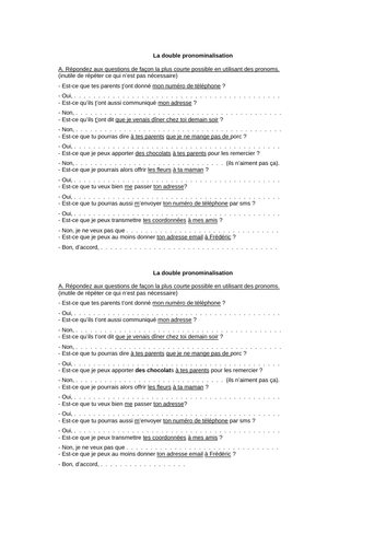 Pronoms COD COI Lesson + exercises KS3 KS4 KS5 | Teaching Resources