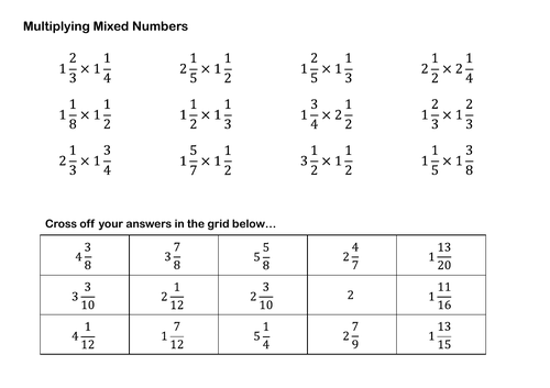 Multiplying Mixed Numbers worksheet | Teaching Resources