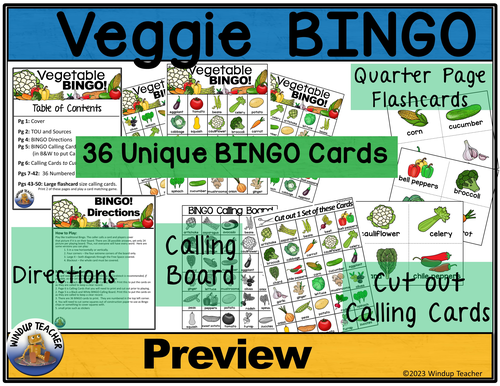 Vegetable BINGO Game | Teaching Resources
