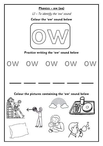 ow (oa) Phonics worksheets, ow saying oa phonics/spelling activities ...