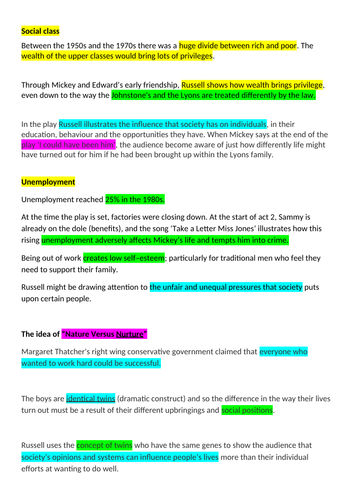 AQA GCSE Blood Brothers All Lessons | Teaching Resources