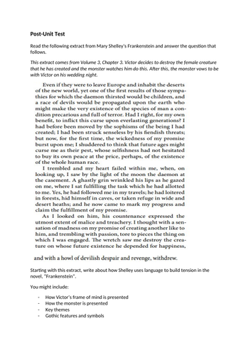 KS4 Frankenstein Unit of Work | Teaching Resources