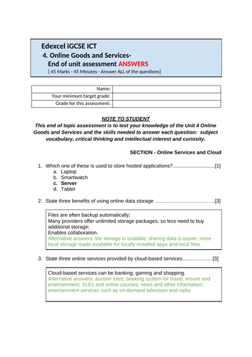 Edexcel Igcse Ict Unit 4 Online Services Assessment And Answers
