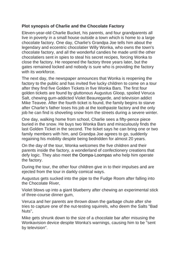 Charlie And The Chocolate Factory Resources For Performance Teaching Resources