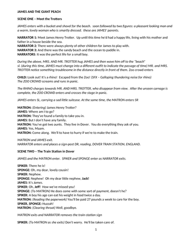James and the Giant Peach - resource bundle for performance | Teaching ...