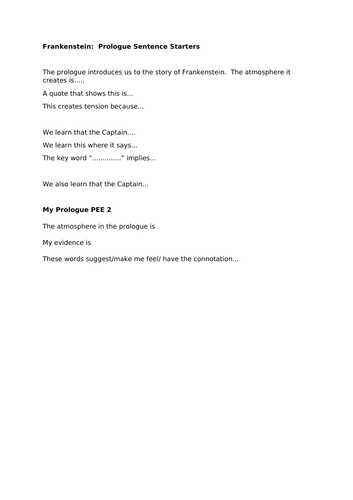 Frankenstein lessons and resources KS3 (year 7 and 8) | Teaching Resources