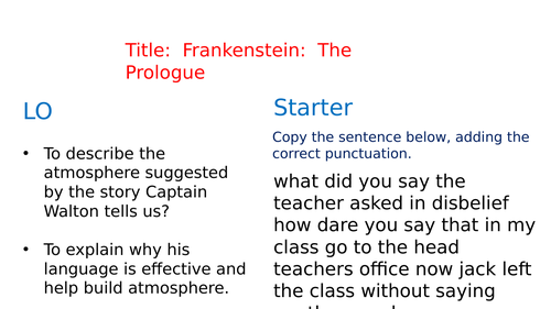Frankenstein lessons and resources KS3 (year 7 and 8) | Teaching Resources