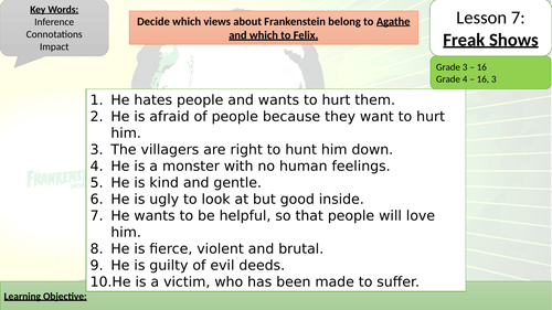 Frankenstein lessons and resources KS3 (year 7 and 8) | Teaching Resources