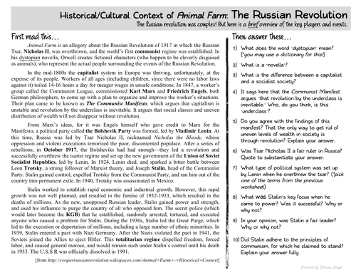 Animal Farm introduction - before reading Chapter 1 | Teaching Resources