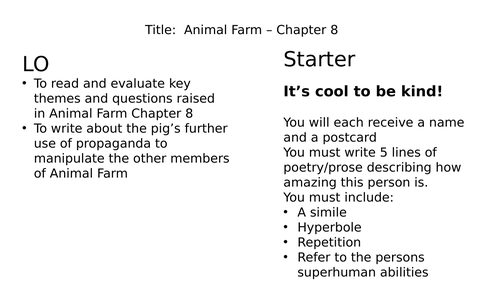 Animal Farm Chapter 8 | Teaching Resources