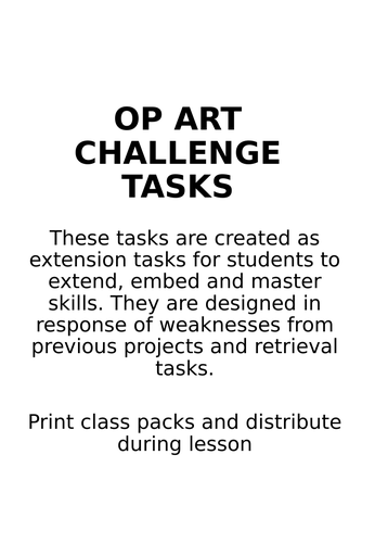 Op Art DO NOW Tasks | Teaching Resources