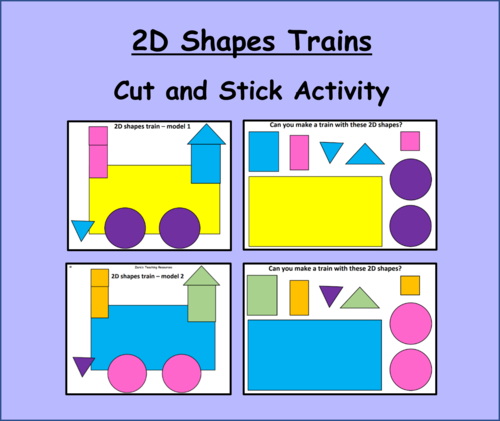 2D Shape Trains - Cut and Stick Activity | Teaching Resources