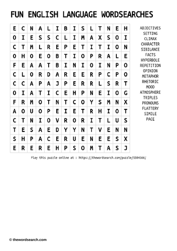 English Word Search | Teaching Resources