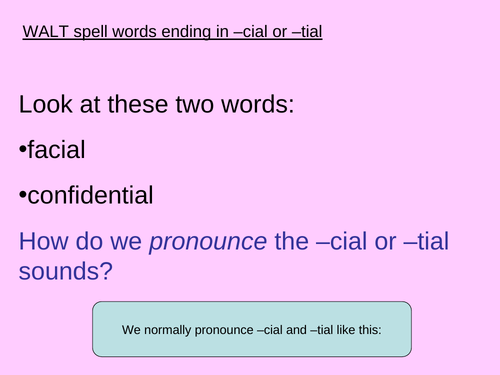 spell words ending in –cial or –tial | Teaching Resources
