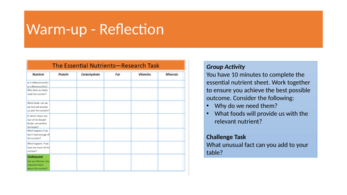 Food Preparation & Nutrition - Research Task | Teaching Resources