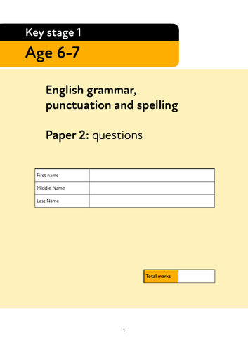 KS1 Grammar, Punctuation and Vocabulary Test - Test Two - Age 6-7 ...