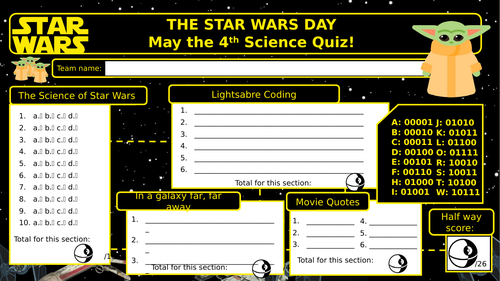 THE Ultimate Science of Star Wars Day Quiz- May 4th | Teaching Resources