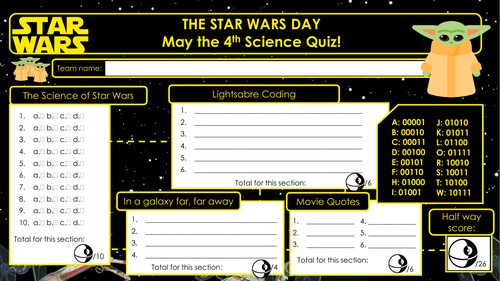 THE Ultimate Science of Star Wars Day Quiz- May 4th | Teaching Resources