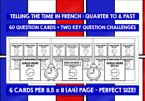 FRENCH TELLING TIME CHALLENGE CARDS #2 | Teaching Resources