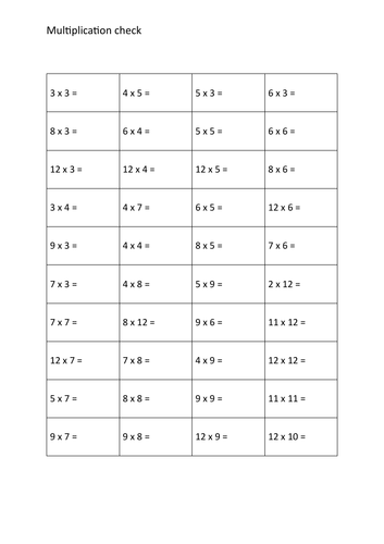 Year 4 Multiplication Tables Check - an assessment tool. | Teaching ... Year 4 Multiplication Tables Check - an assessment tool. | Teaching ...