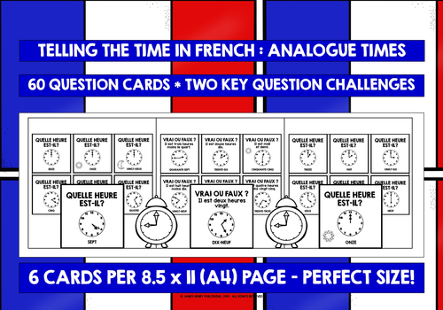 FRENCH TELLING THE TIME CHALLENGE CARDS #3 | Teaching Resources