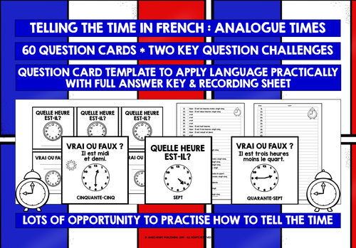FRENCH TELLING THE TIME CHALLENGE CARDS #3 | Teaching Resources