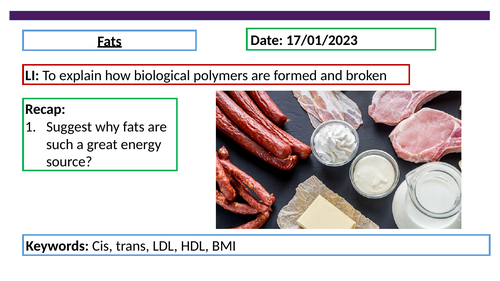 IB Biology: Lipids and Health (3 lessons) | Teaching Resources