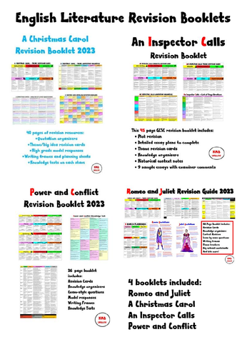 7 GCSE literature revision booklets 2023 | Teaching Resources