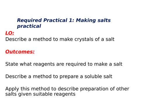 Making Salts Practical Revision Foundation Teaching Resources