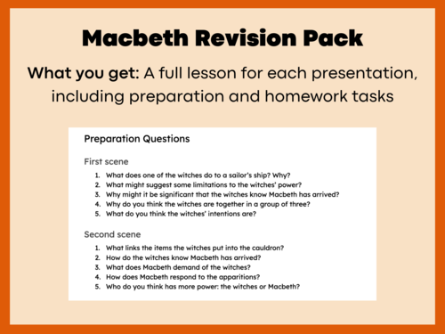 Macbeth Tutoring + Revision Pack | Teaching Resources