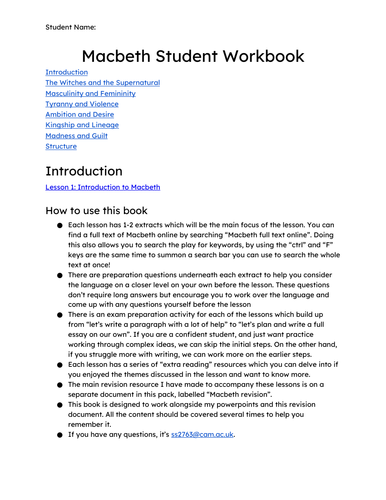 Macbeth Tutoring + Revision Pack | Teaching Resources