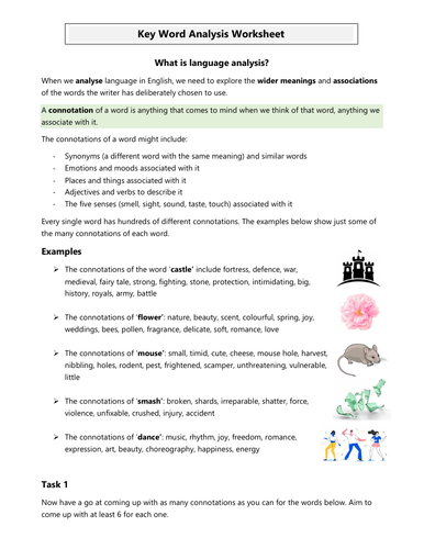Key Word Analysis Worksheet KS3 and KS4 | Teaching Resources