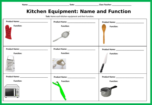 KS3 Food Cover Work - Kitchen Equipment and Food | Teaching Resources