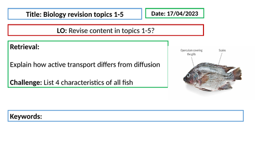 iGCSE Biology (Cambridge): B1-5 revision lessons | Teaching Resources