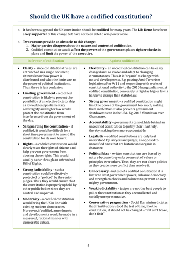 Should the UK have a codified constitution A Level Politics | Teaching ...
