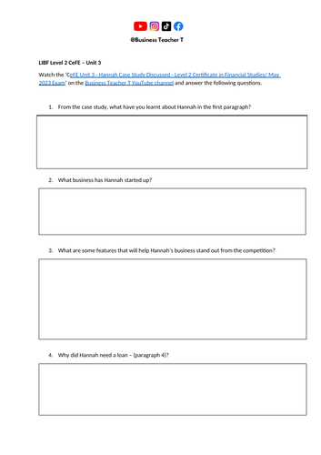 LIBF Certificate in Financial Education - Hannah Case Study - May 2023 ...