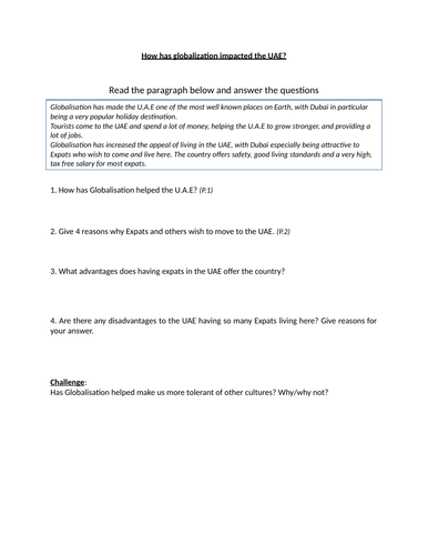 How has globalisation impacted the UAE? | Teaching Resources