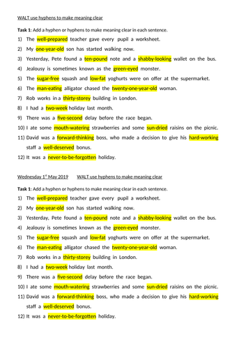 Y6 SATS REVISION SPaG - CONJUNCTIONS, HYPHENS, PROGRESSIVE | Teaching ...