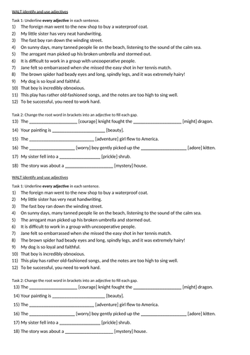 Y6 SPaG REVISION - NOUNS DETERMINERS ADJECTIVES | Teaching Resources