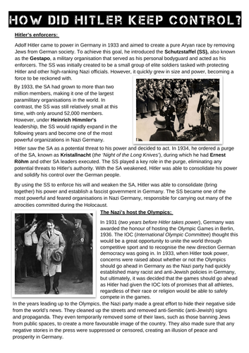 4 of 5 - How the Nazis controlled a population | Teaching Resources