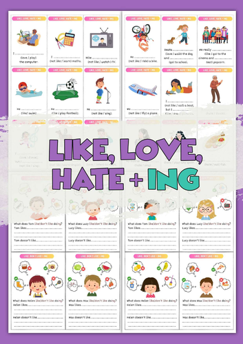 Like, love, hate + ing. Gerund. | Teaching Resources Like, love, hate + ing. Gerund. | Teaching Resources